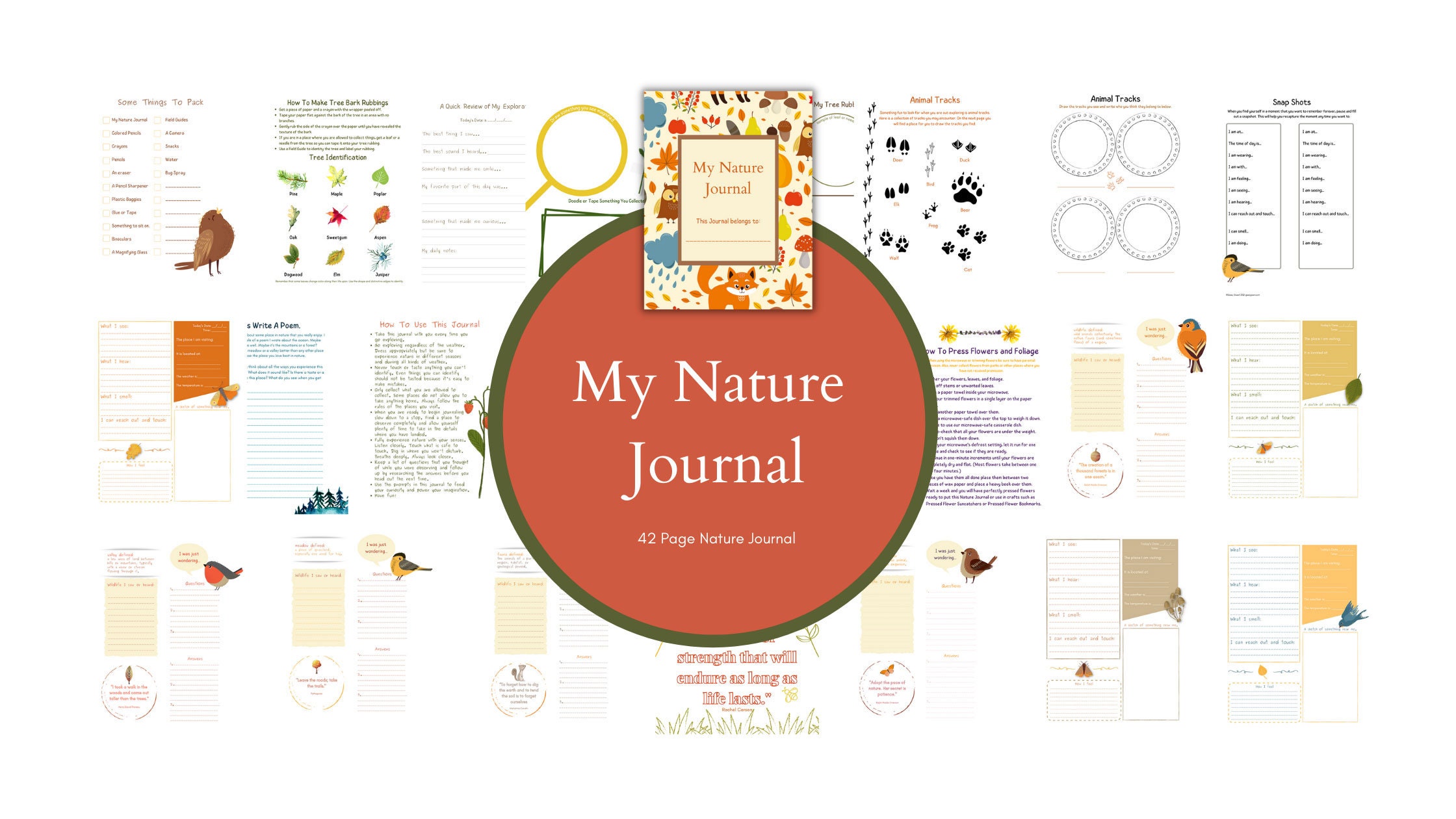 Printable Nature Journal for Kids - 42 Page Outdoor Activity Book With ...