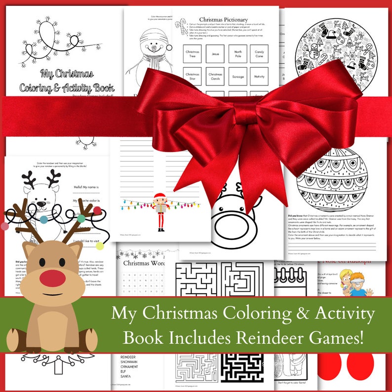 Christmas Coloring and Activity Book for Kids - Etsy