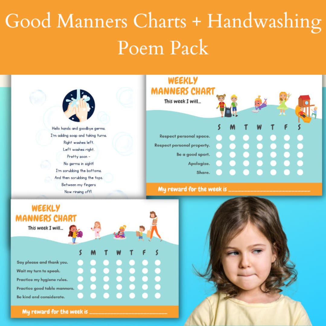 Good Manners Reward Charts Plus Bonus Handwashing Poem - Etsy