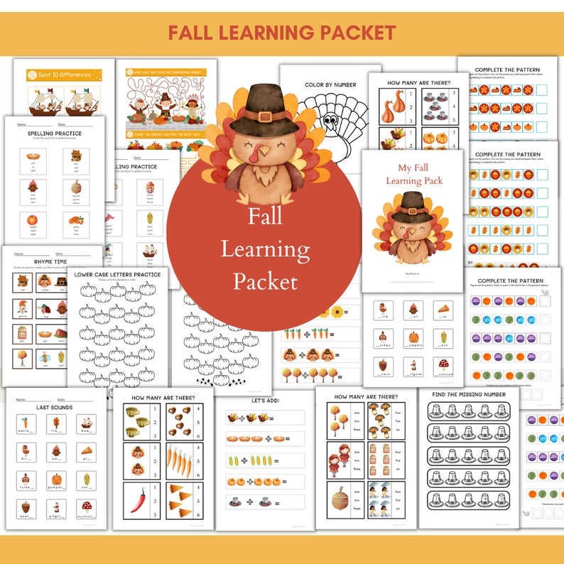 Fall-themed Learning Packet for Prek and Kindergarten - Etsy