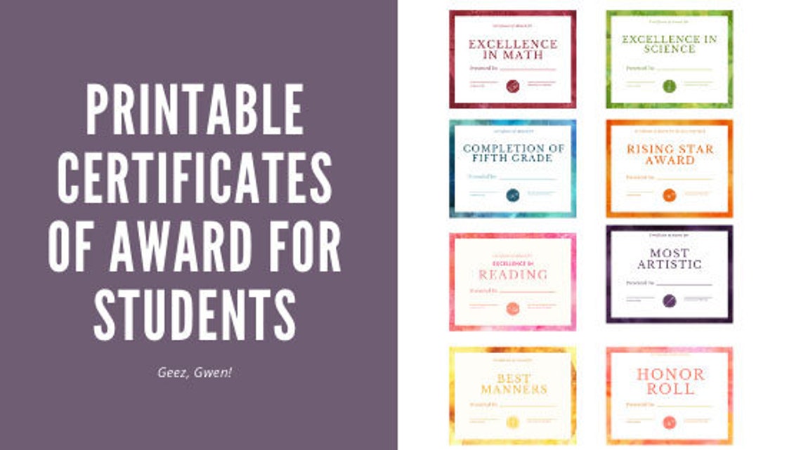 24 Printable Awards and Certificates for Recognition and Grade ...