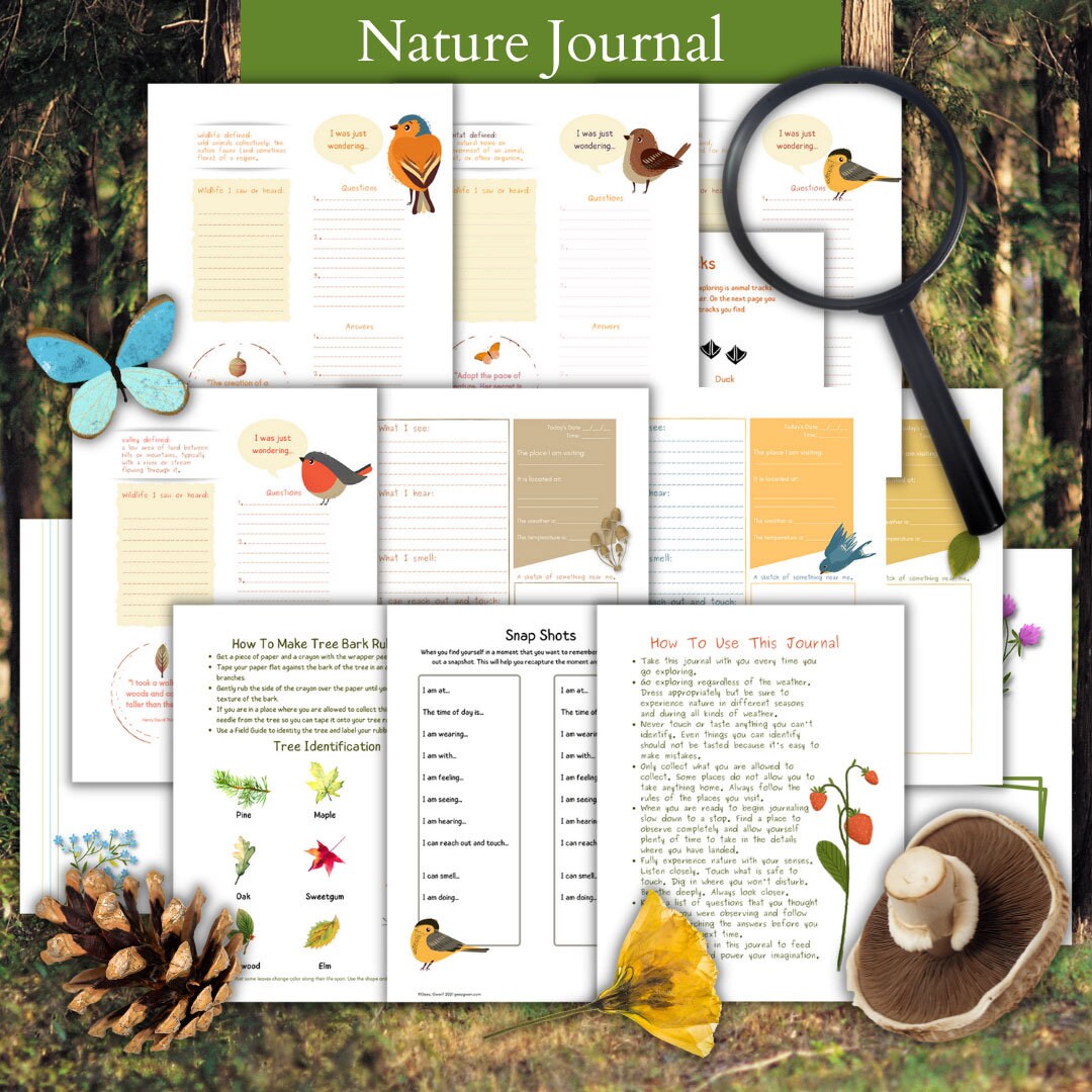 Printable Nature Journal for Kids - 42 Page Outdoor Activity Book With ...