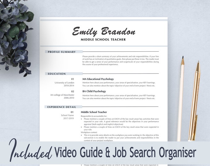 Elementary Teacher Resume Word, Educator Resume and Cover Letter ...