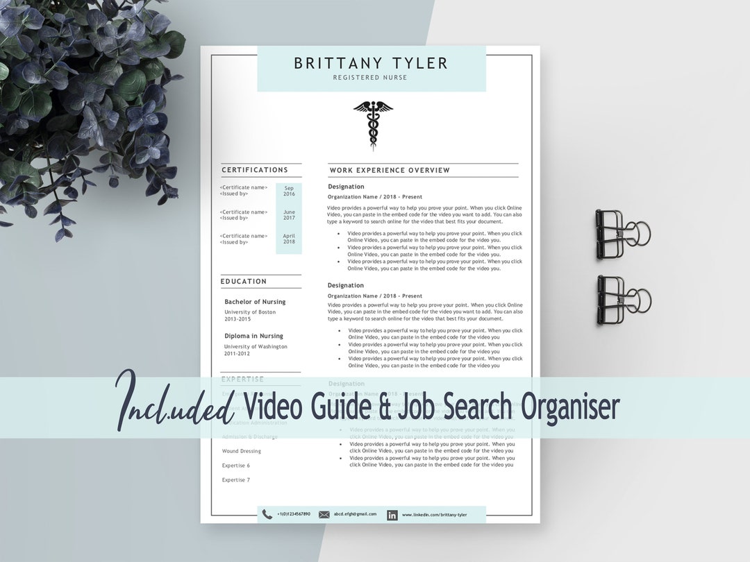 Nurse Resume Template Instant Download, Medical Resume Template ...