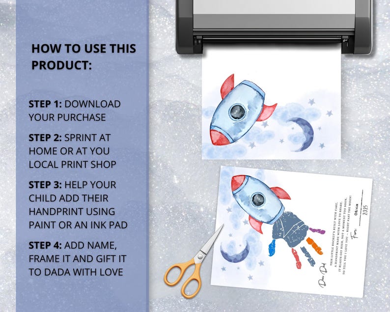 Rocket Handprint Art, Fathers Day Poem, Fathers Day Handprint Printable ...