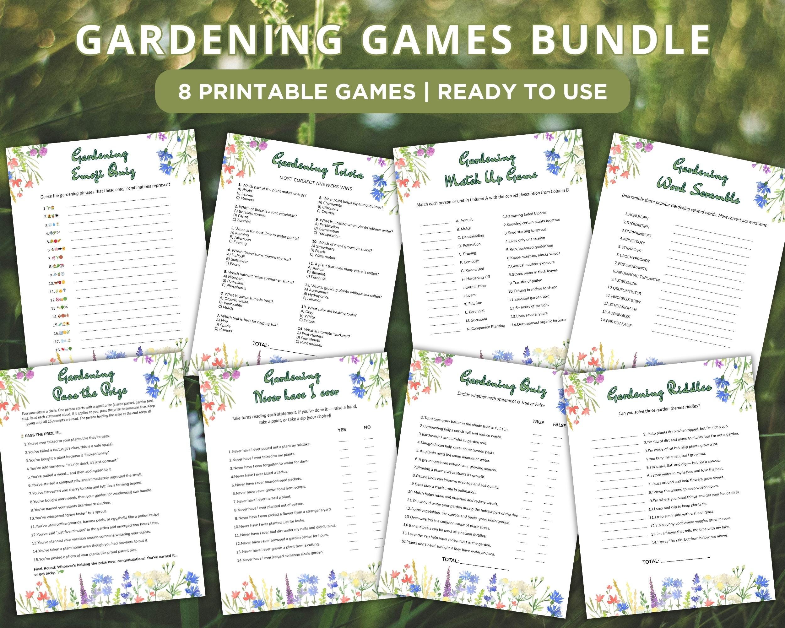 Gardening Trivia Game, Garden Club Activity, Spring Time Game, Summer ...