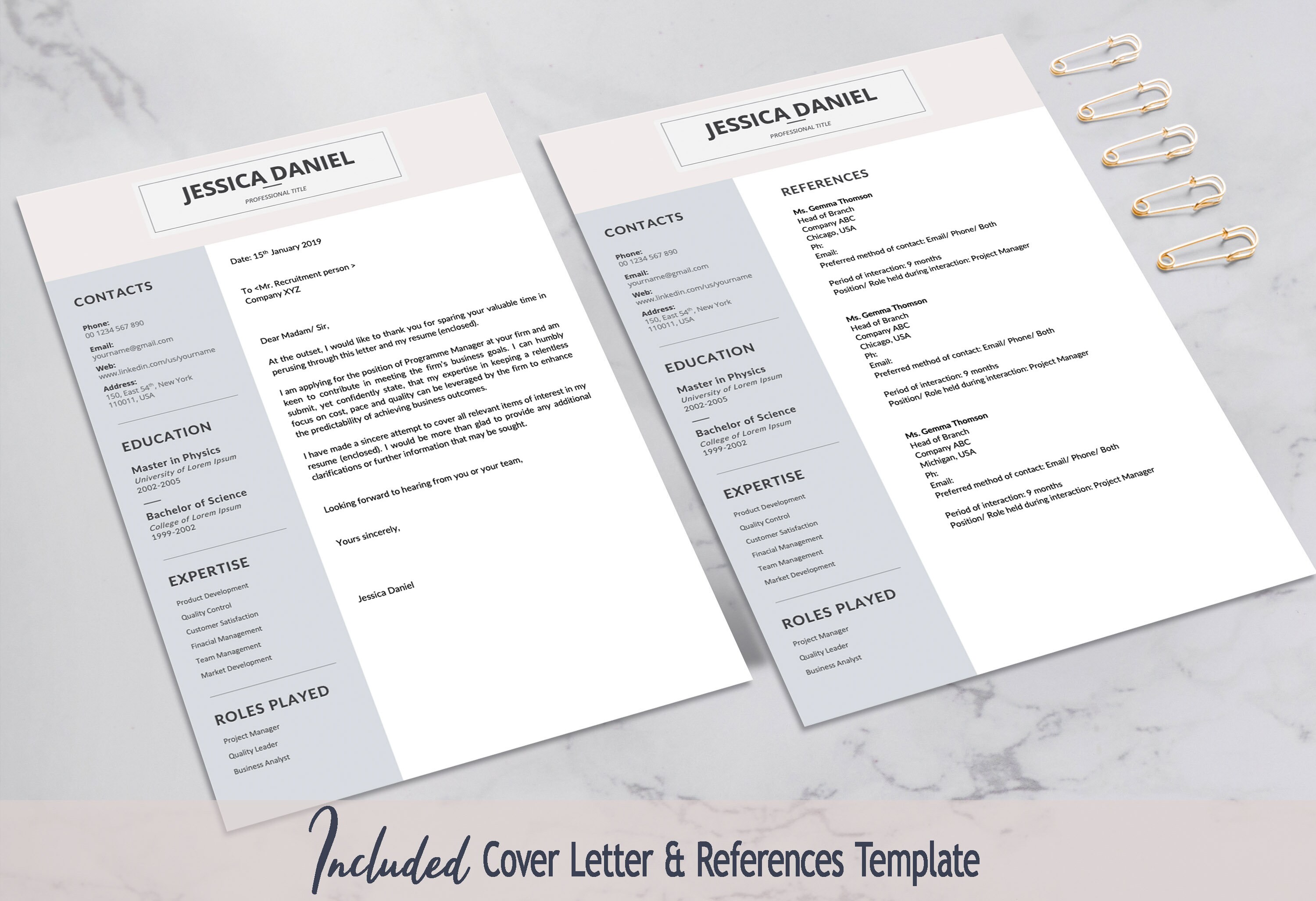 Technical Resume Template for Word, Project Manager Resume, Modern ...