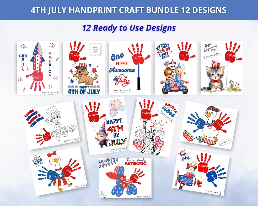 4th of July Handprint Craft Bundle, Patriotic Activity for Kids ...