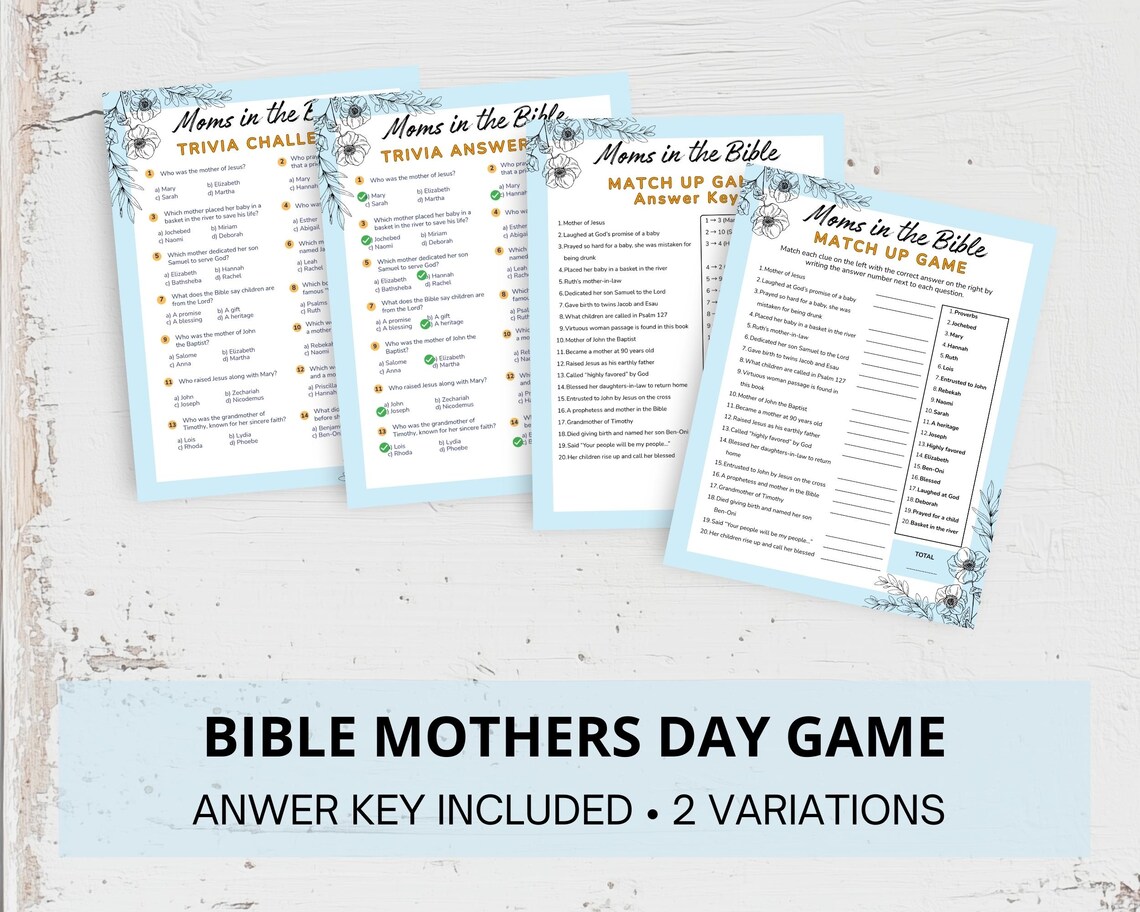 Mothers in the Bible Matching Game, Women Ministry Game, Retreat Games ...
