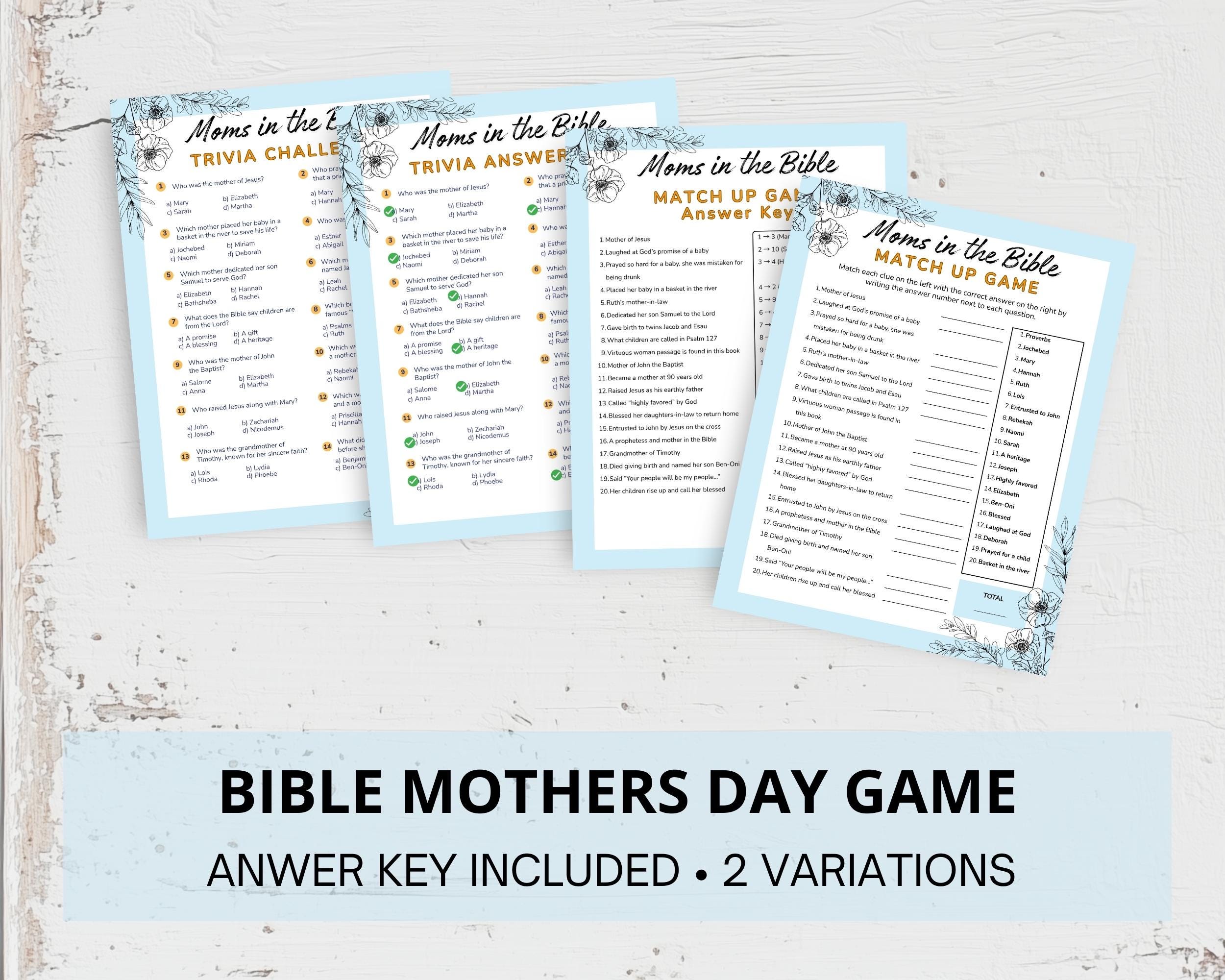 Mothers in the Bible Matching Game, Women Ministry Game, Retreat Games ...