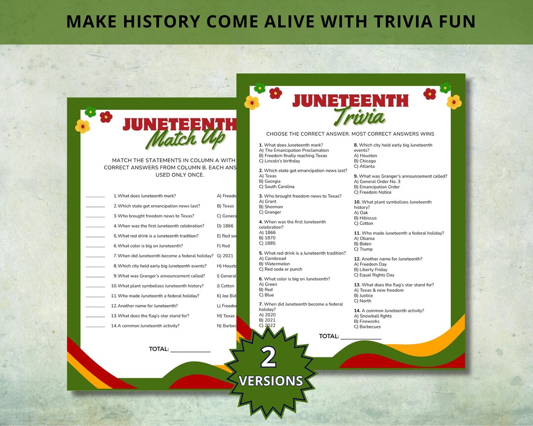 Juneteenth Trivia Game Night, Juneteenth Party Ideas, Freedom Day ...