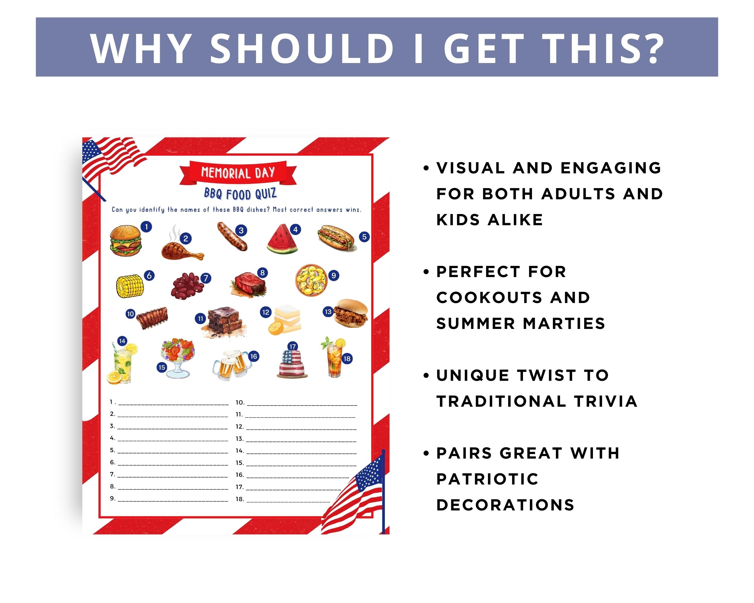Family Reunion Games for Kids, Memorial Day Picture Quiz, I Do BBQ ...