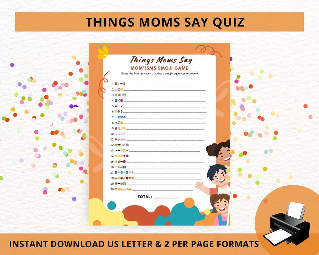 Things Moms Say Emoji Game, Mothers Day Party Puzzle, Family Game Night ...