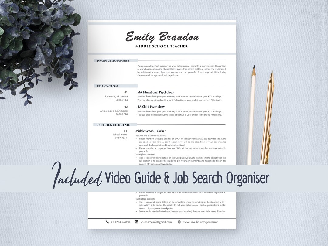 Elementary Teacher Resume Word, Educator Resume and Cover Letter ...