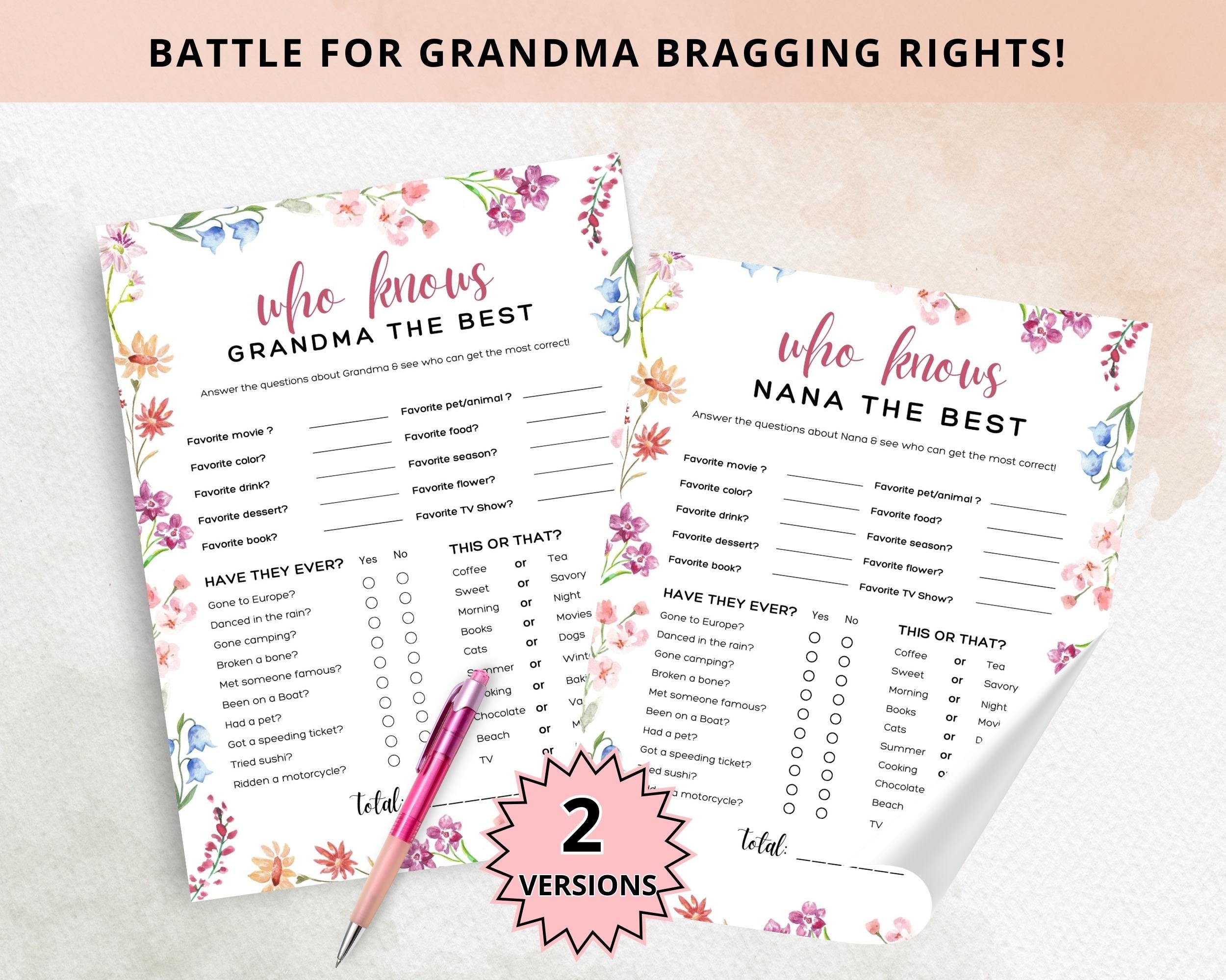 Who Knows Grandma Best, Grandparents Day Game for Grandkids, Mothers ...