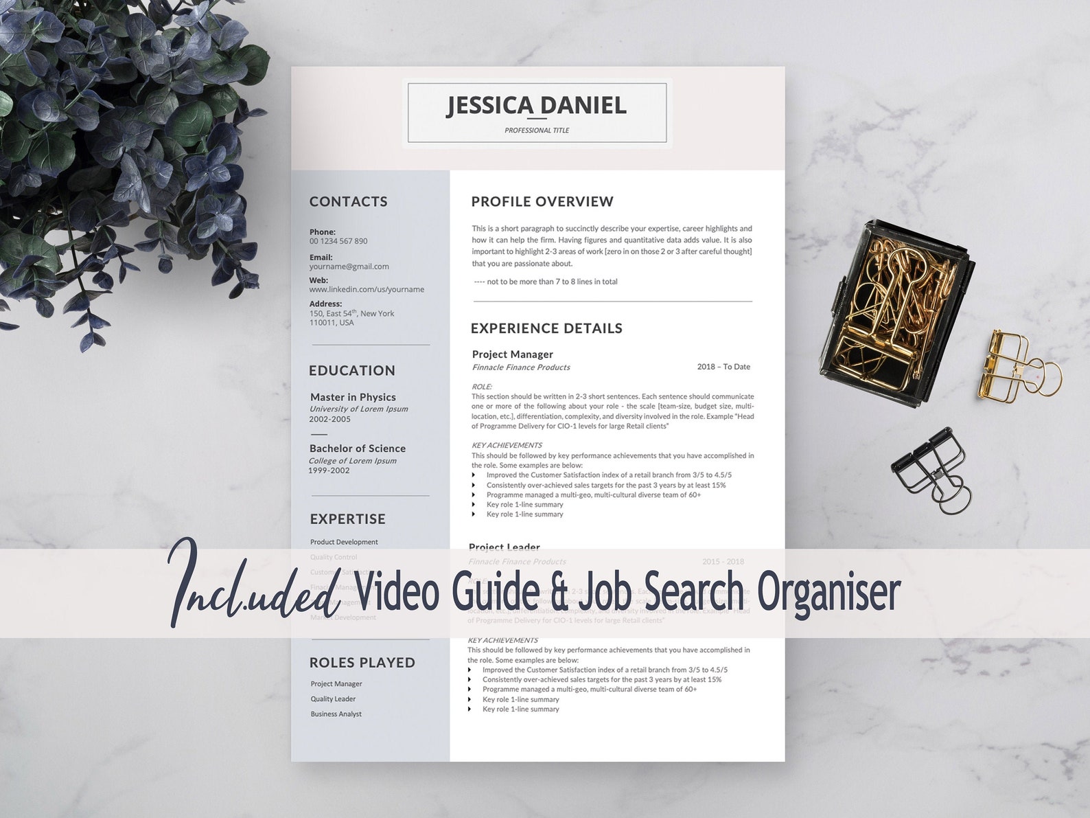 Technical Resume Template for Word, Project Manager Resume, Modern ...