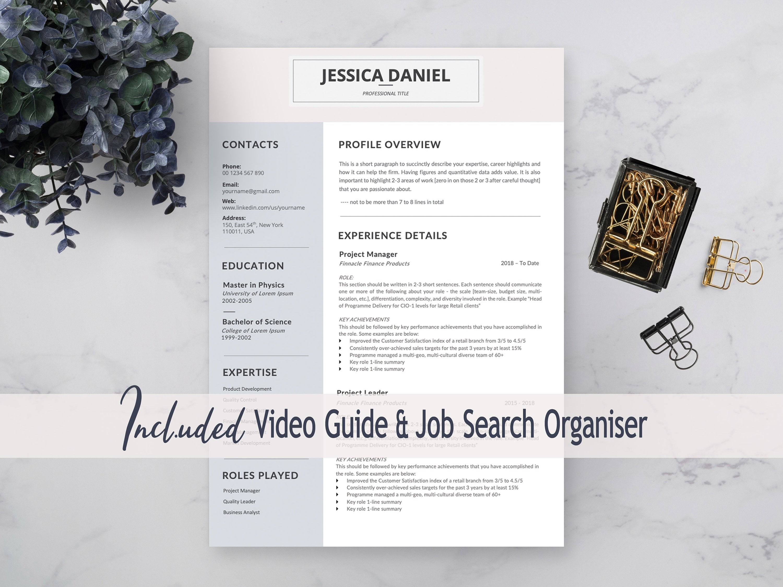 Technical Resume Template for Word, Project Manager Resume, Modern ...