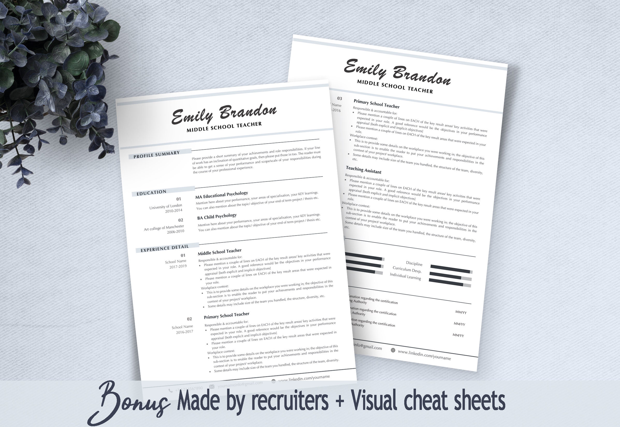 Elementary Teacher Resume Word, Educator Resume and Cover Letter ...