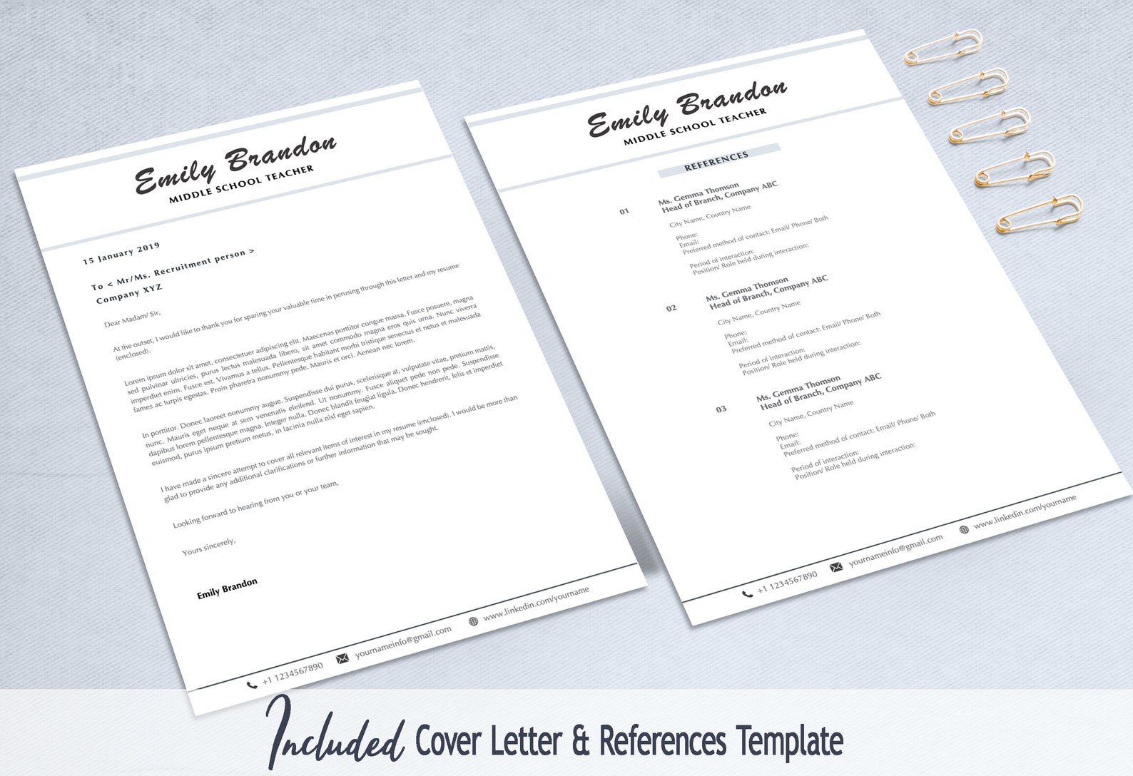 Elementary Teacher Resume Word, Educator Resume and Cover Letter ...