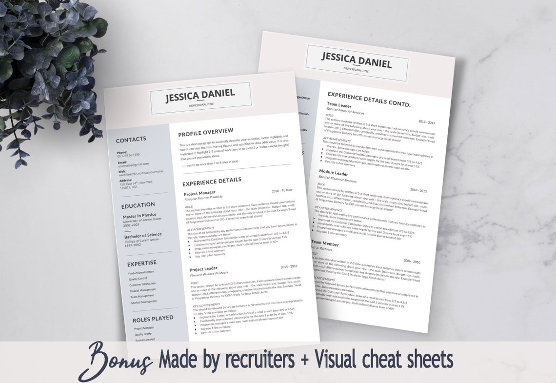 Technical Resume Template for Word Project Manager Resume | Etsy