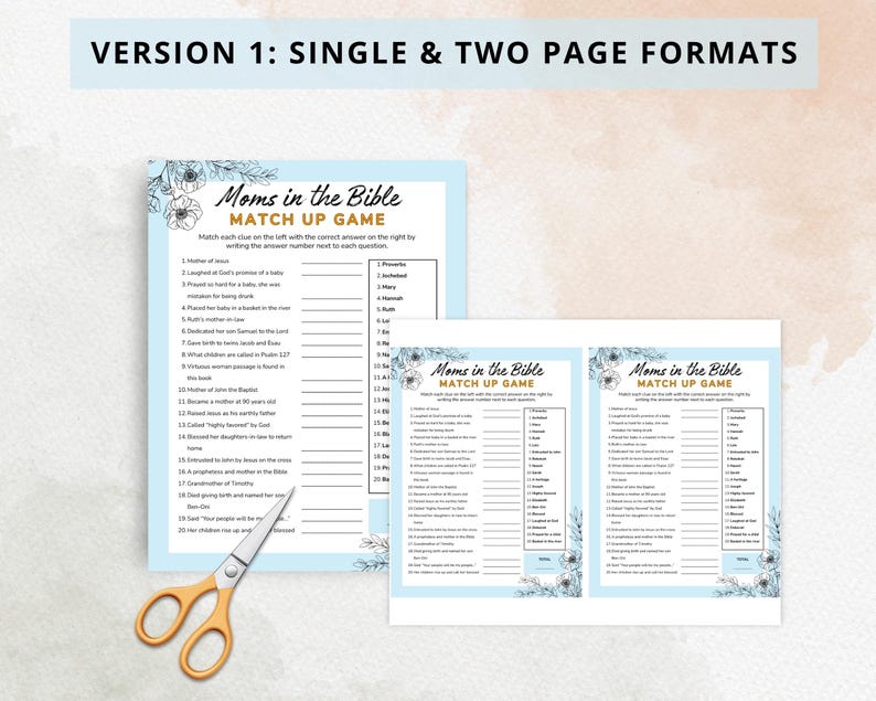 Mothers in the Bible Matching Game, Women Ministry Game, Retreat Games ...