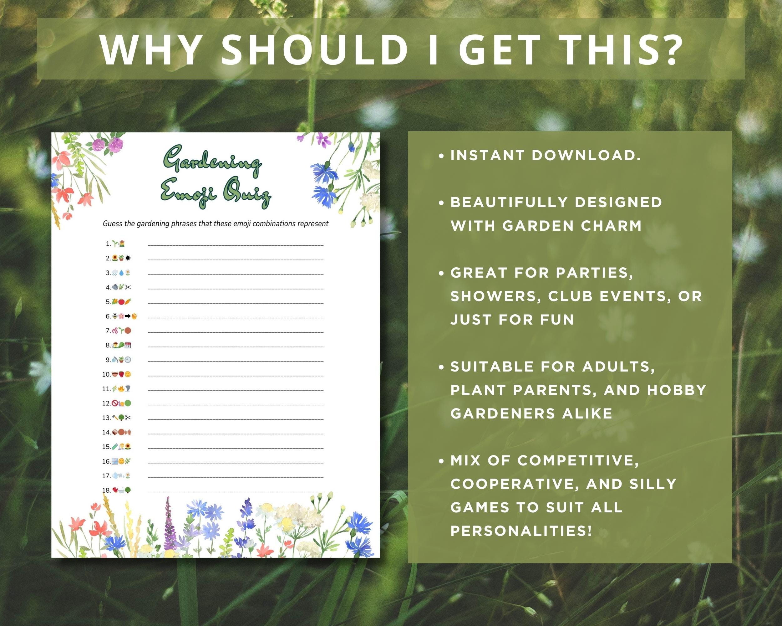 Gardening Trivia Game, Garden Club Activity, Spring Time Game, Summer ...