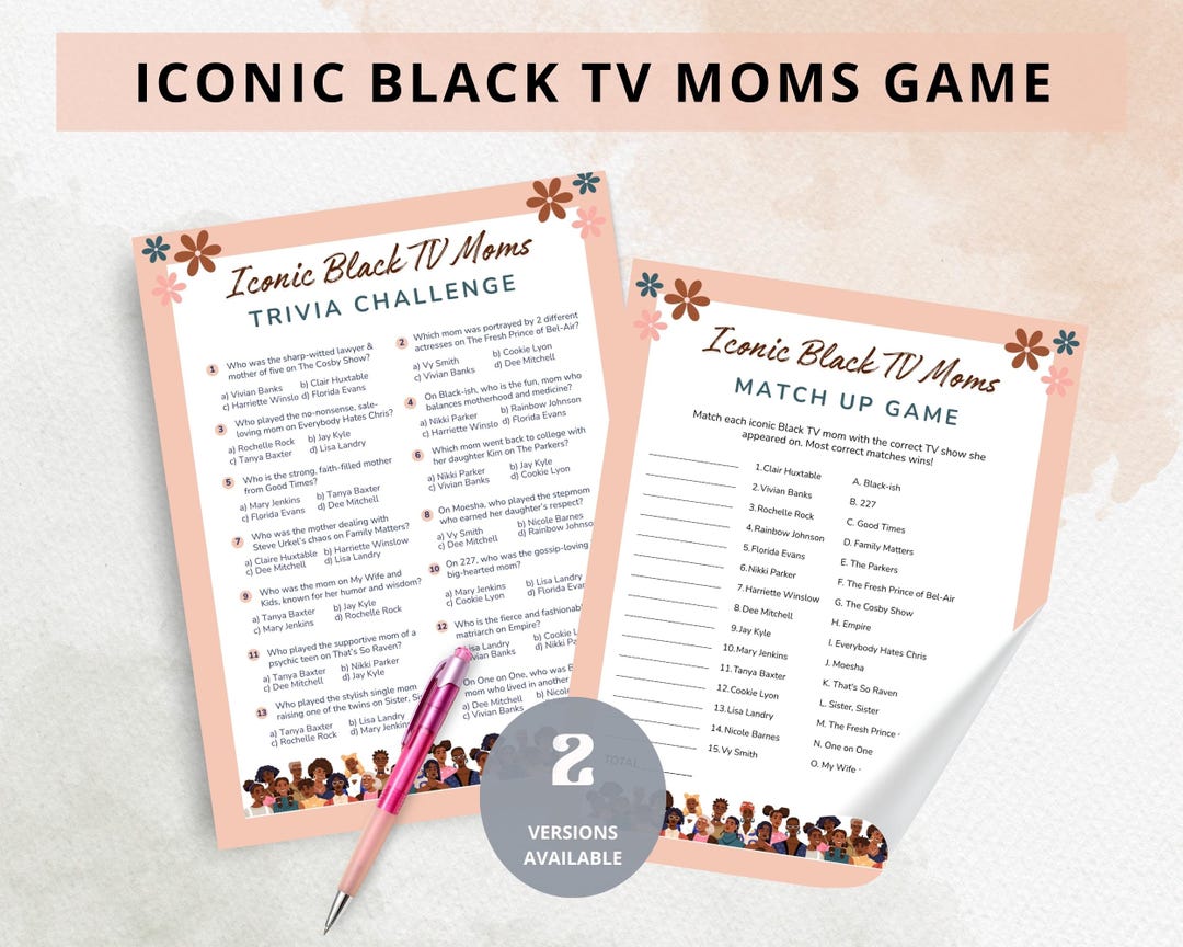 Iconic Black TV Moms Game, Black Mama Baby Shower Quiz Activity, Mothers Day Brunch TV Mom ...