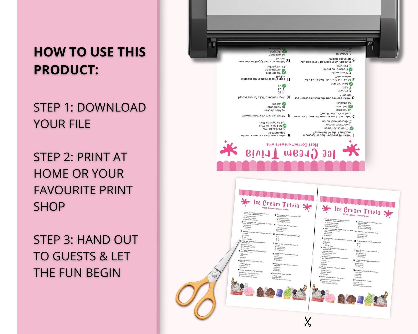 Ice Cream Trivia Summer Game, Ice Cream Themed Birthday Party Game ...