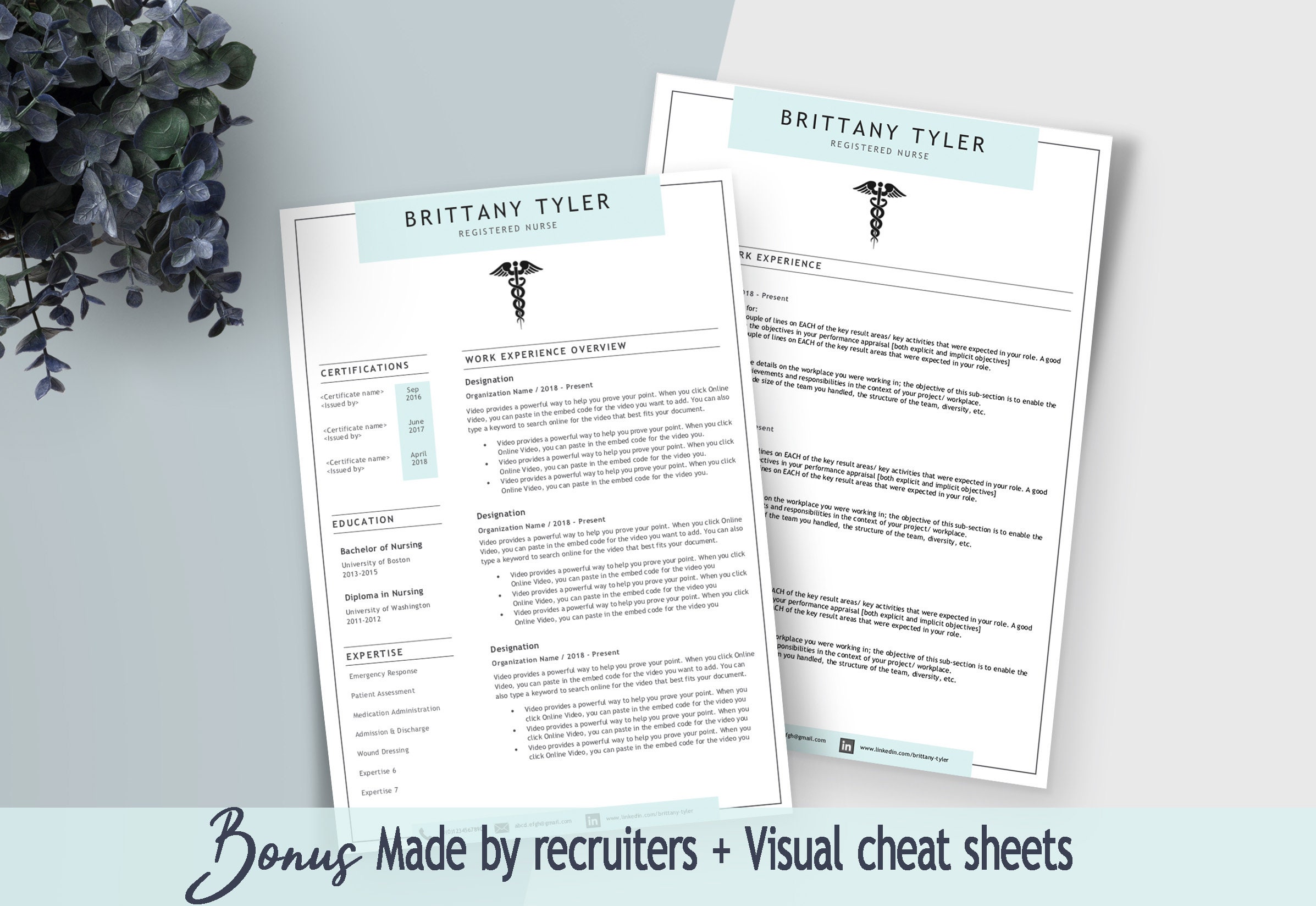 Nurse Resume Template Instant Download, Medical Resume Template ...