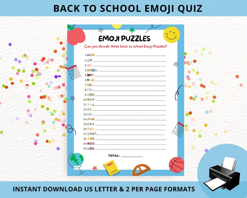 Back to School Game, Emoji Pictionary, First Day of School Emoji Game ...
