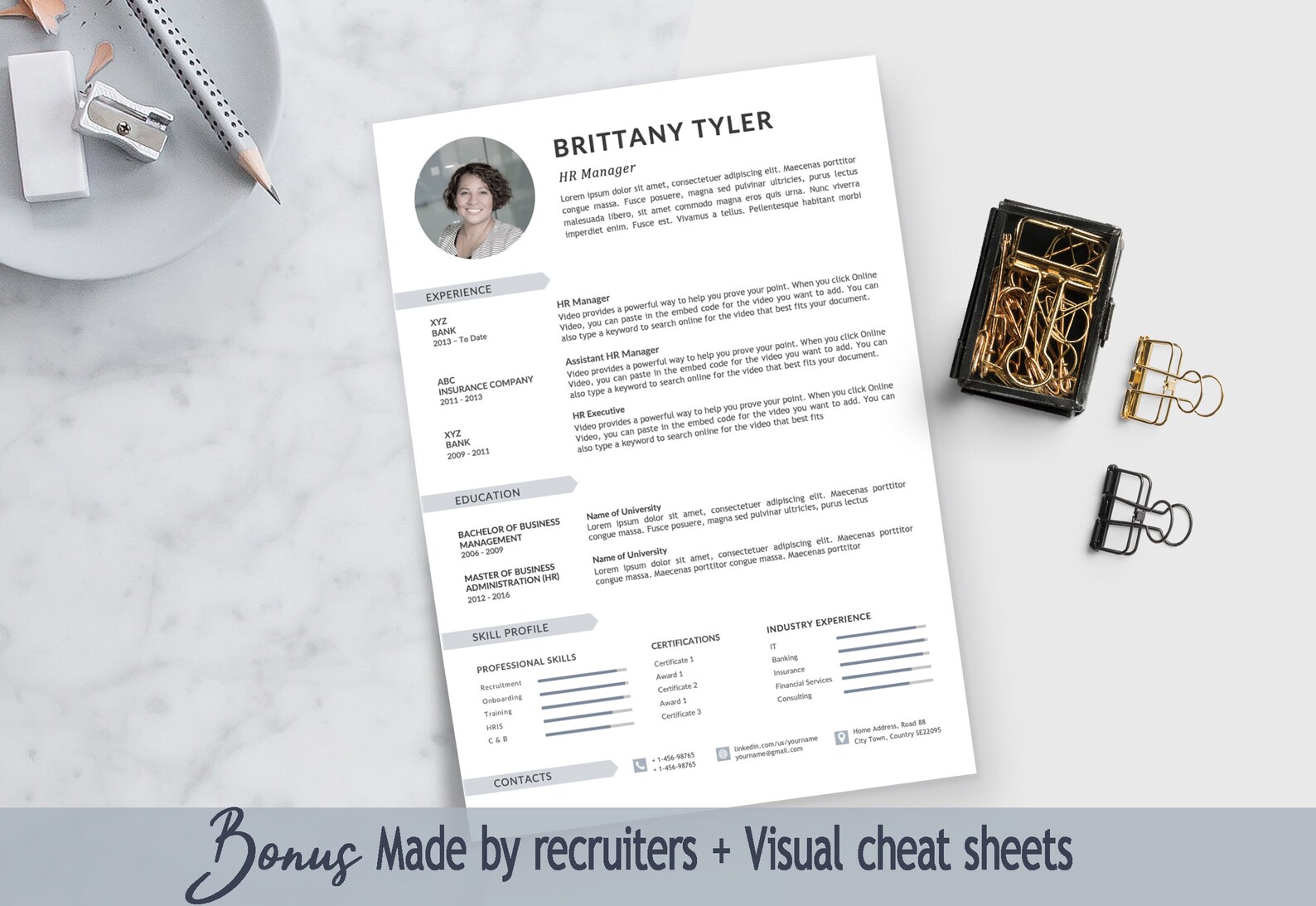 Simple Resume Template One Page Resume Template Professional CV ...