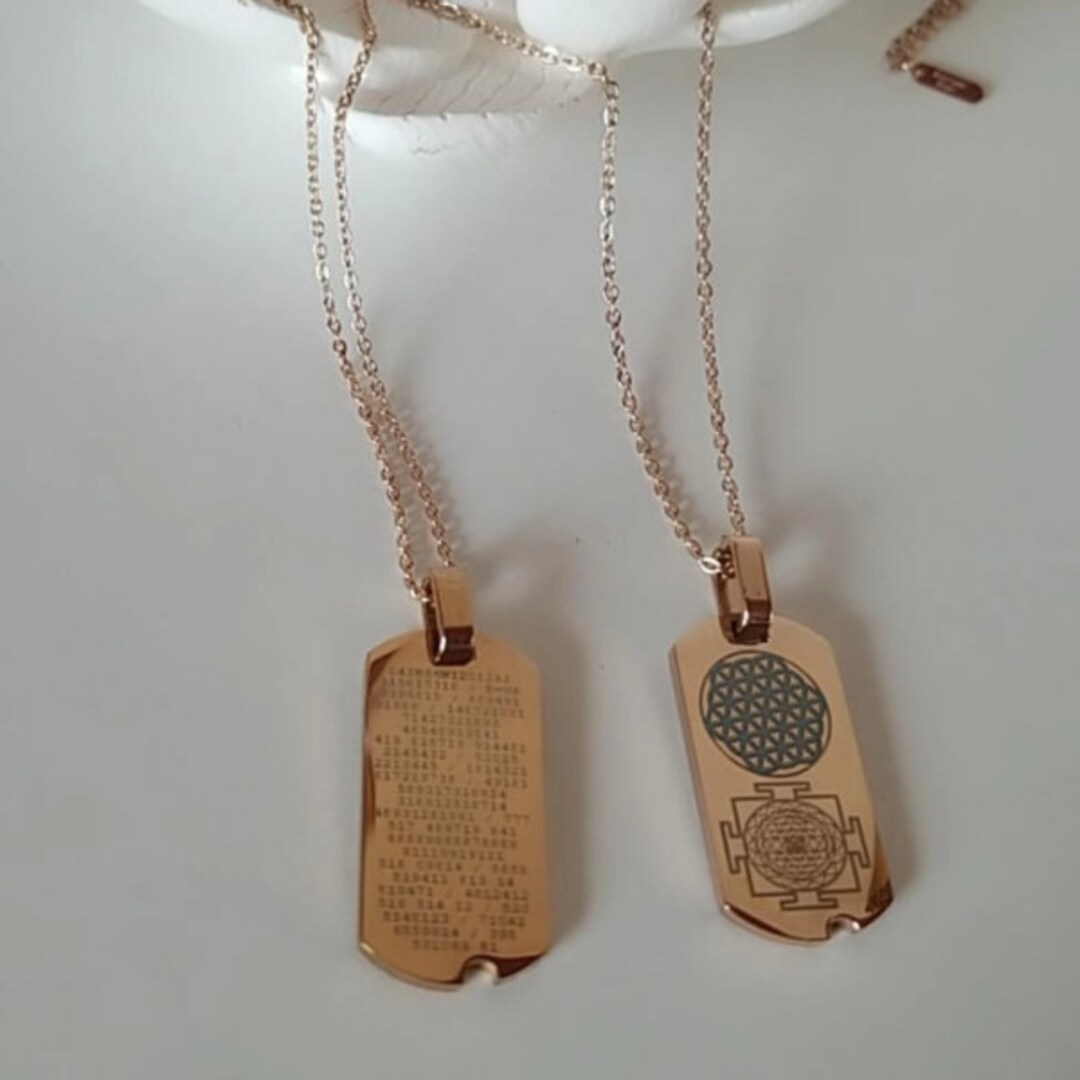 Blume des Lebens & Sri Yantra Symbol Roségold Stahl Halskette Wohlstand ...