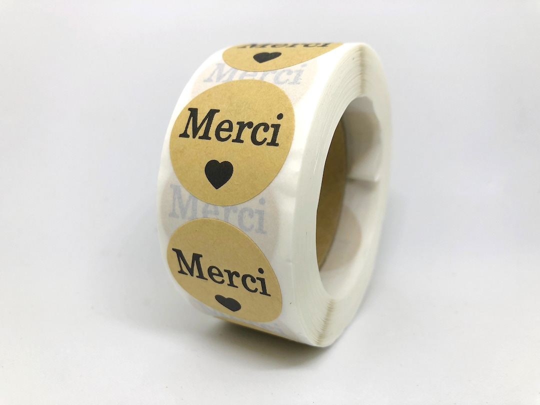 500 étiquettes autocollantes en rouleau Merci - Etsy France