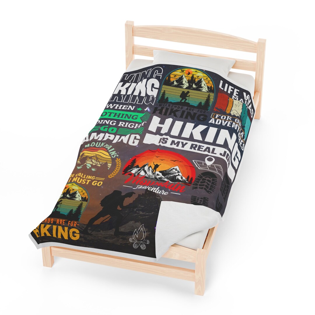 Outdoors Themed Blanket, Hiking Blanket, Indoor Enthusiast Bedding ...