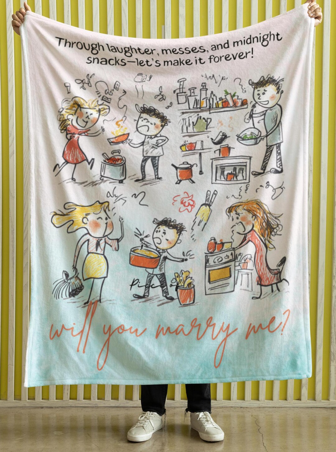 Will You Marry Me Proposal Sherpa Blanket, Fun Couple Doodle Design ...