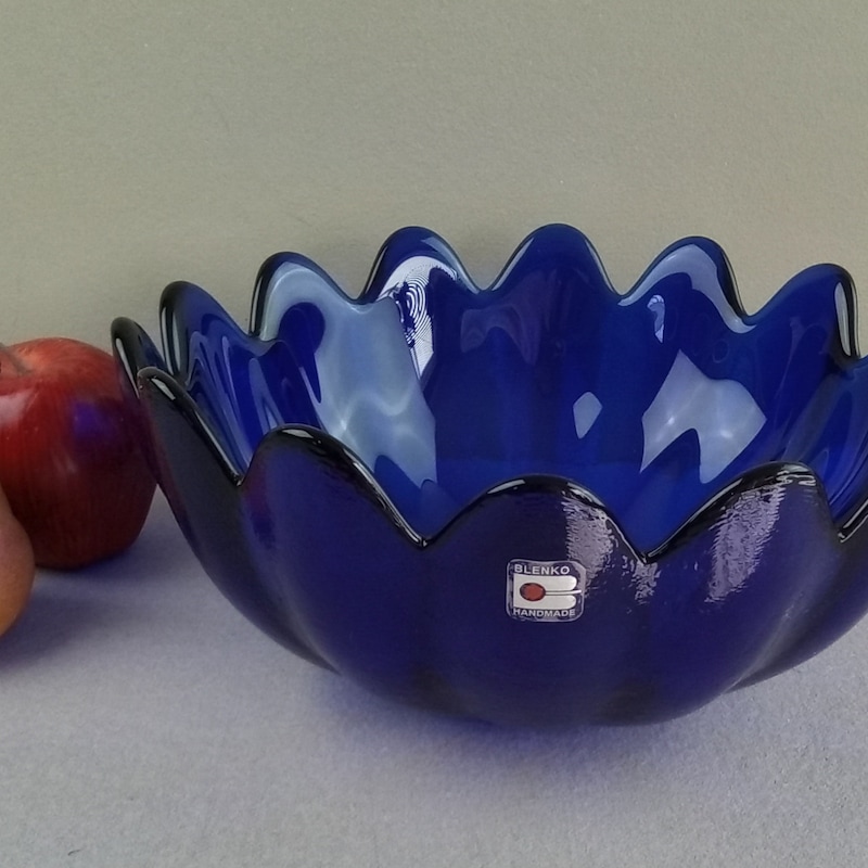 Blenko Blue Glass Bowl - Etsy