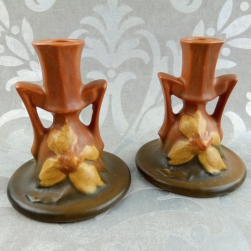 Roseville Pottery Candlesticks 1159 - Etsy