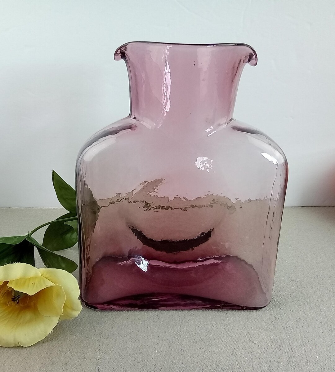 Blenko 384 Water Bottle Pitcher 8 Fire Polished Pontil Lt Purple Orchid ...
