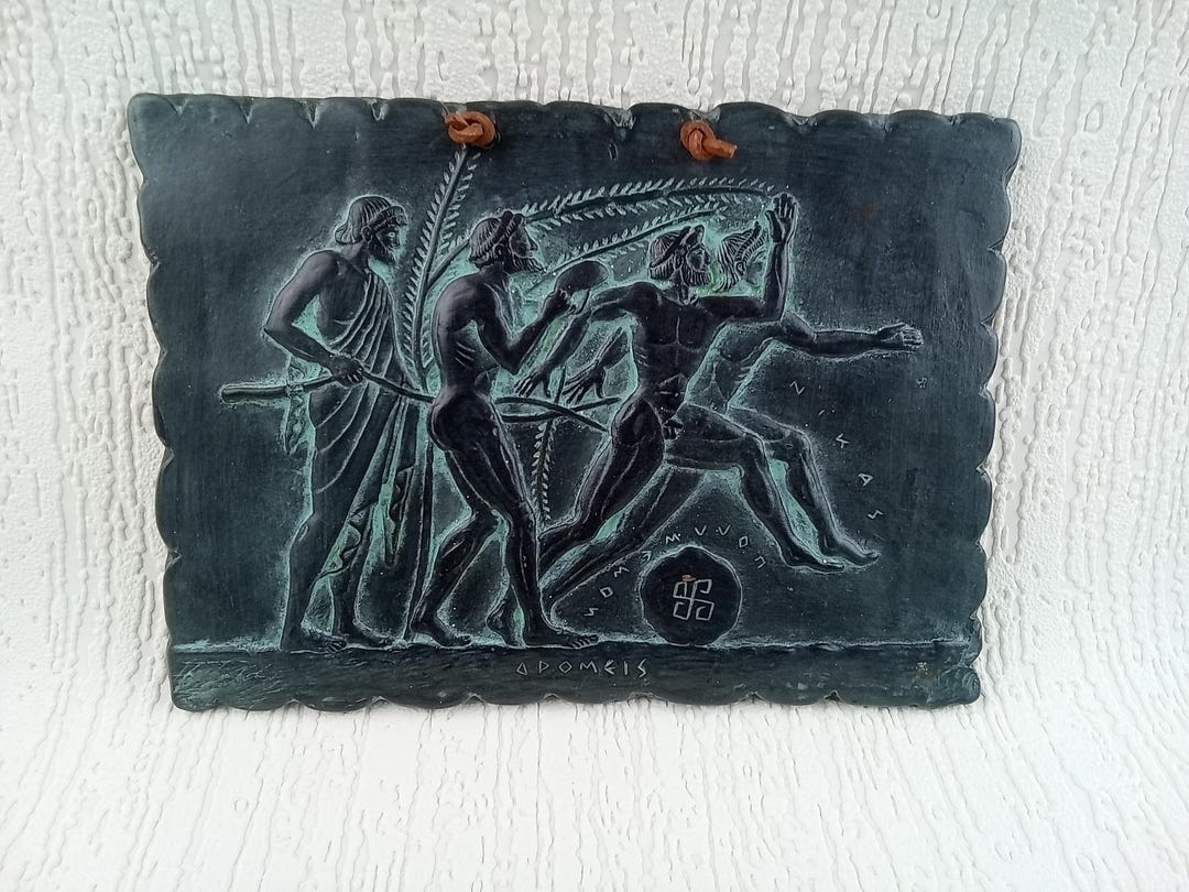 Racers of Ancient Greece Wall Plaque 6.5×9" Clay 3D Sculpture Replica ...
