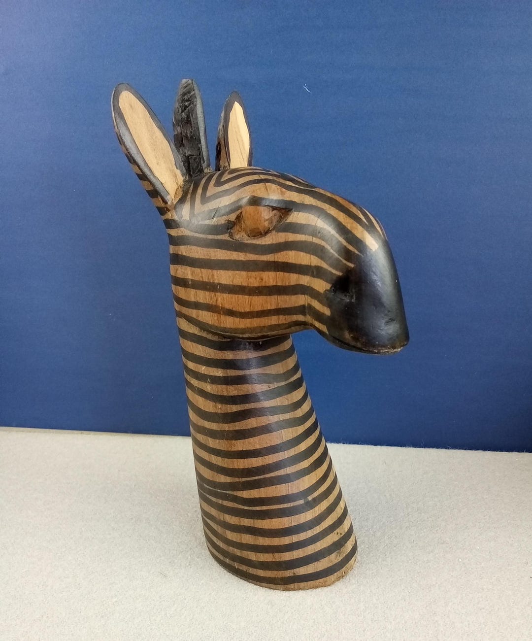 Kenya African Zebra Carved Wood 9" Statue Figurine Bust Vtg - Etsy
