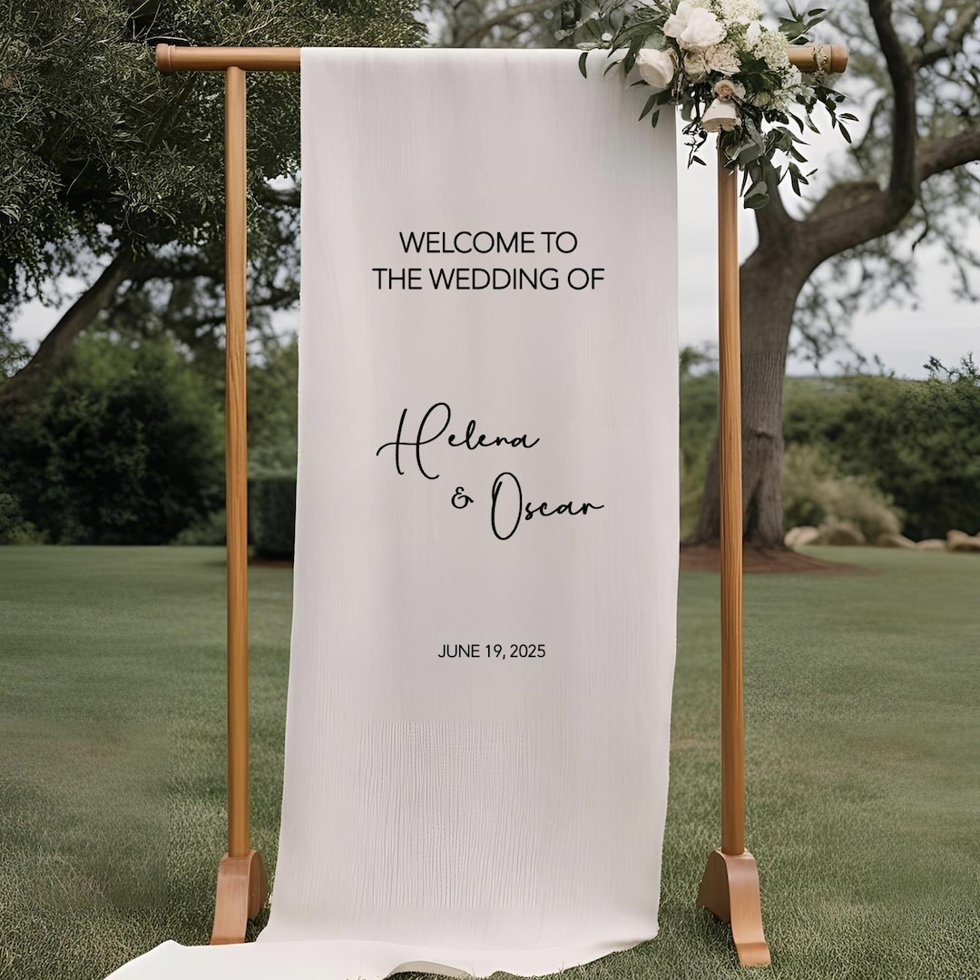 Wedding Fabric Welcome Sign, Fabric Sign, Custom Linen Wedding Signs ...