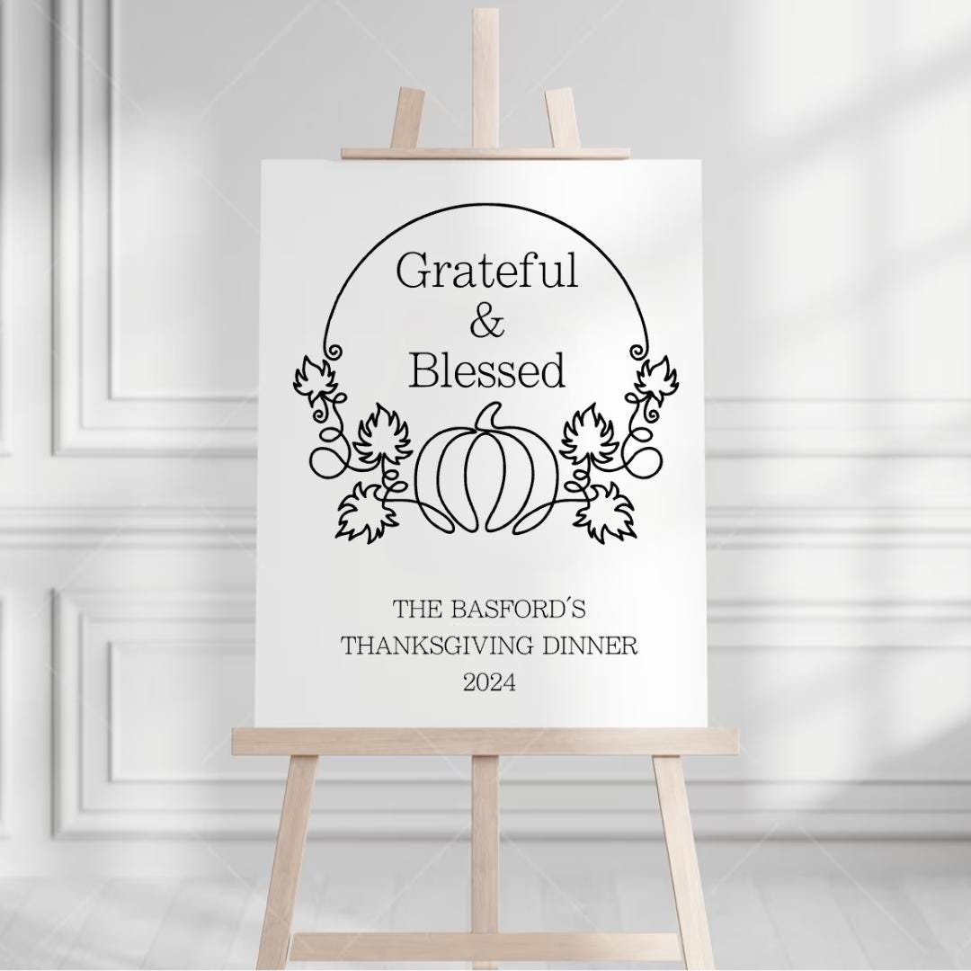 Custom Thanksgiving Vinyl Decal, Personalised Thanksgiving Sign Decal ...
