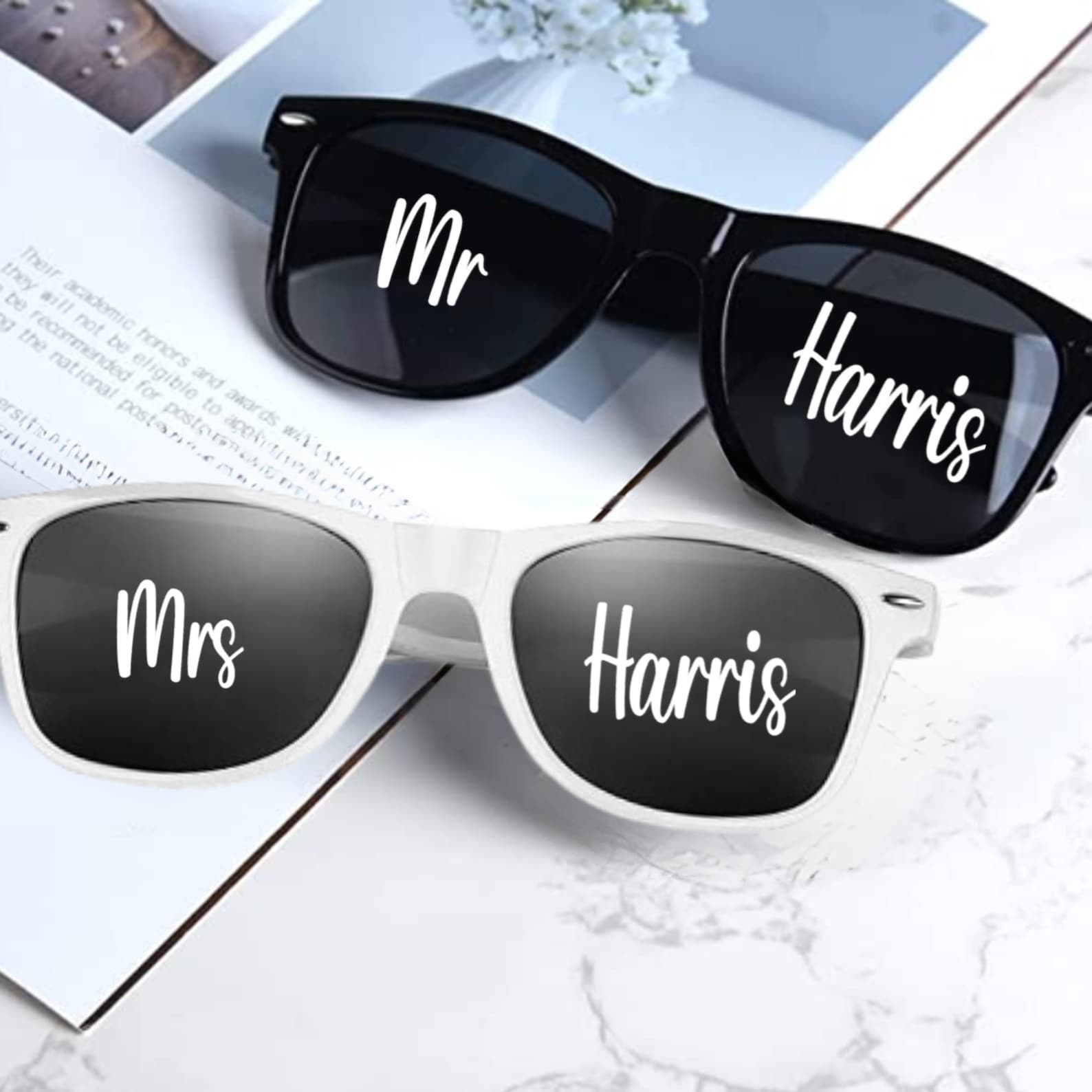 Vinyl Stickers/decals for Bride & Groom Sunglasses | Wedding Sunglasses ...