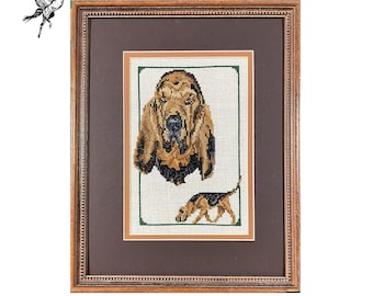 Bloodhound Puppies ~ Dogs ~ DIY 2 Cross Stitch Patterns ~ Color and ...