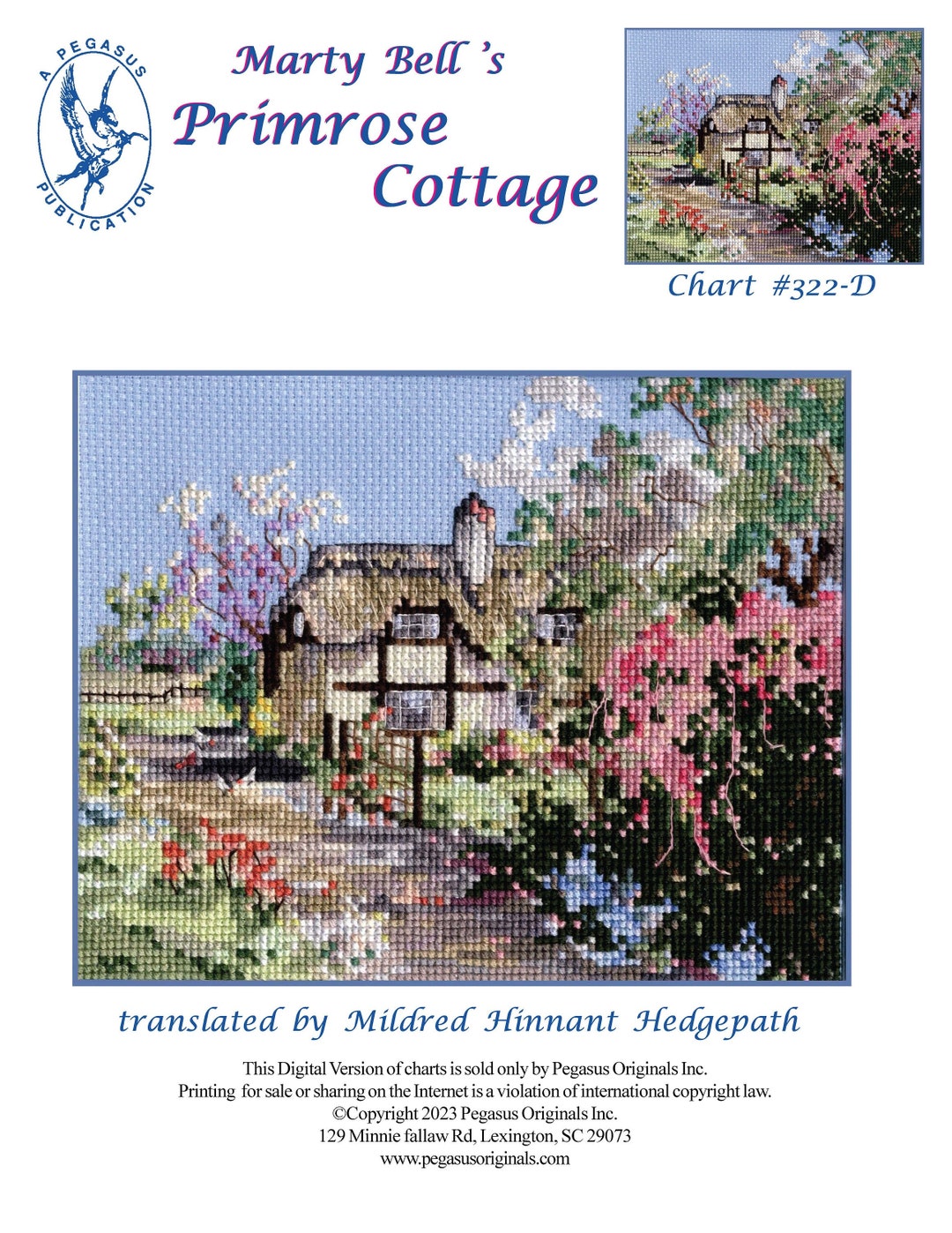 Primrose Cottage Cross Stitch Chart Download by Marty Bell - Etsy