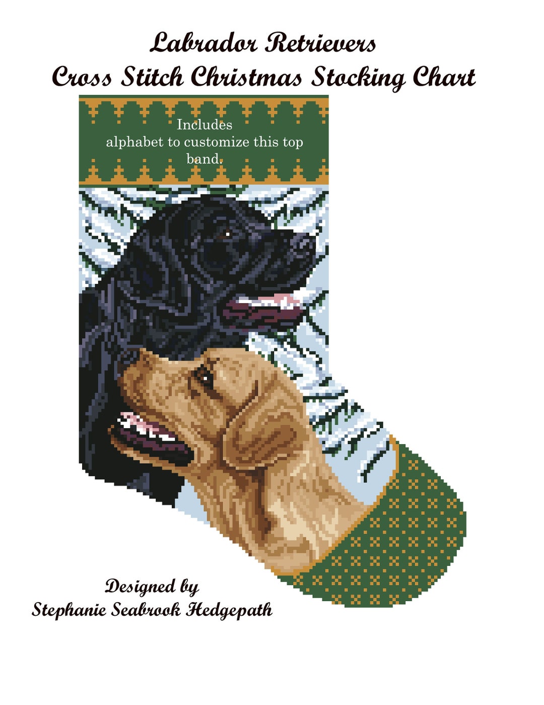 PDF - Labrador Retrievers Cross Stitch Pattern for Christmas Stocking ...