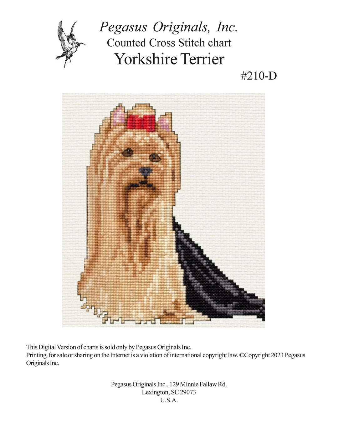 Cross Stitch Yorkshire Terrier Chart Download - Etsy