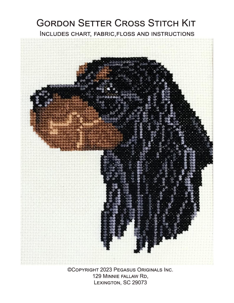 Gordon Setter Cross Stitch Kit With Fabric, Floss and Needle - Etsy