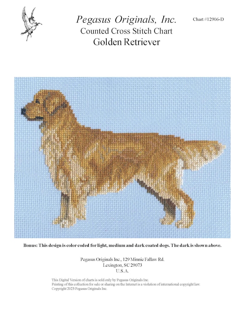 Download Cross Stitch Golden Retriever Full Body - Etsy