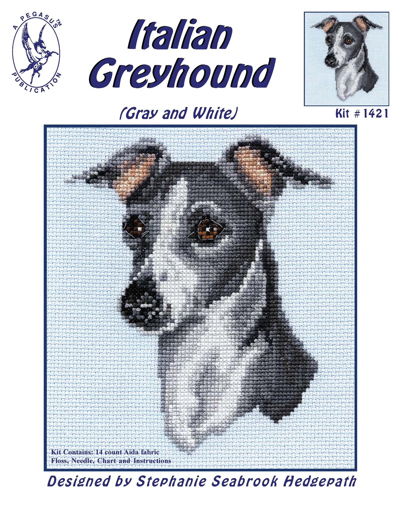 Italian Greyhound (gray) Cross Stitch Kit With Fabric, Sorted Floss and ...